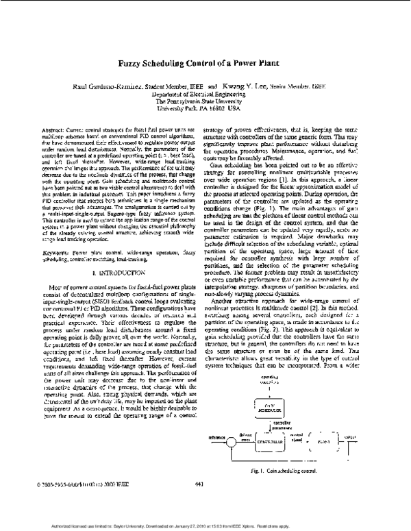 (PDF) Fuzzy scheduling control of a power plant
