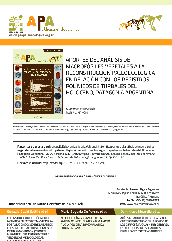 (PDF) Aportes Del Análisis De Macrofósiles Vegetales a La ...