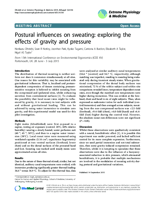 (PDF) Postural influences on sweating: exploring the effects of gravity ...