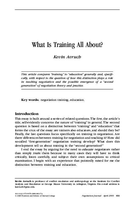 (PDF) What Is Training All About?