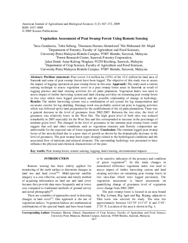 (PDF) Vegetation Assessment of Peat Swamp Forest Using Remote Sensing