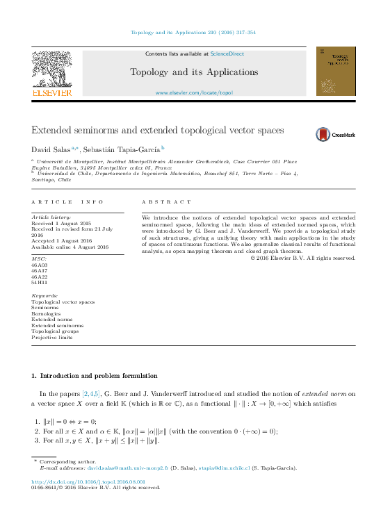 (PDF) Extended seminorms and extended topological vector spaces