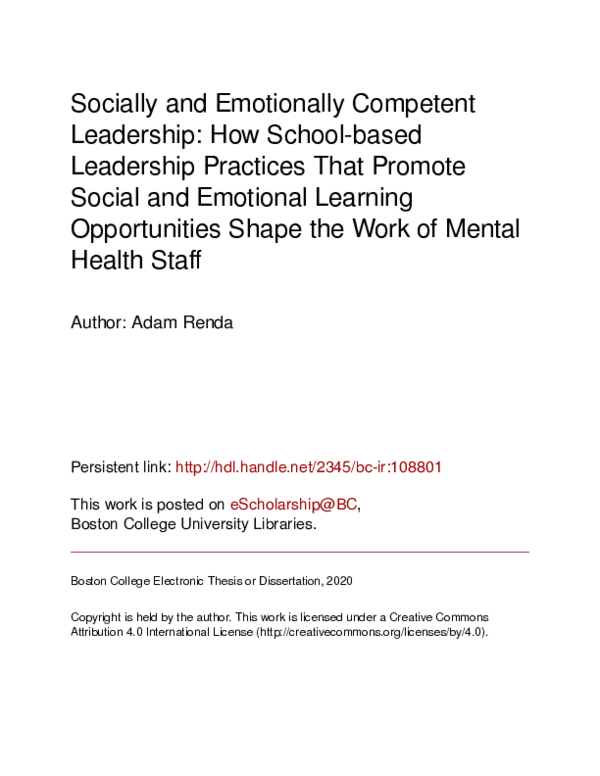 (PDF) Socially and Emotionally Competent Leadership: How School-based ...