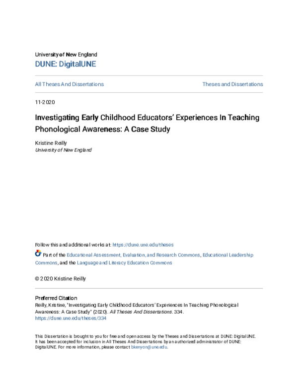 (PDF) Investigating Early Childhood Educators Experiences in Teaching Phonological Awareness a ...