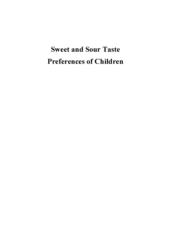 (PDF) Sweet and sour preferences in young children and adults: role of ...