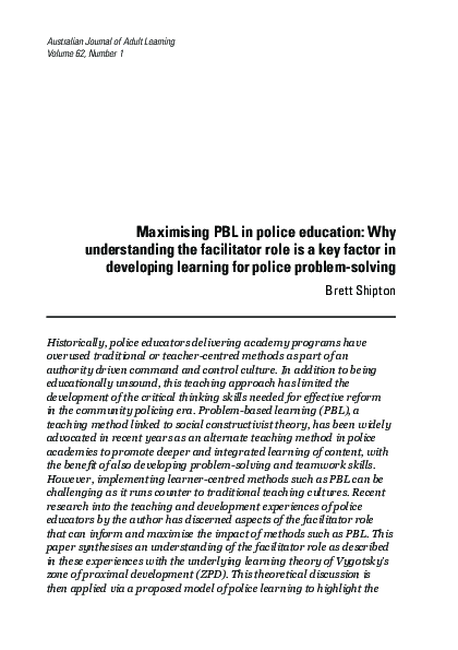 (PDF) facilitation's role in developing problem-solving within a policing context
