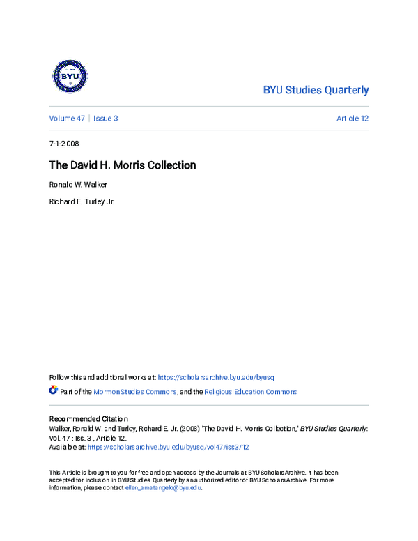 (PDF) The David H. Morris Collection