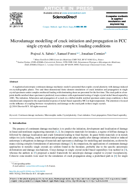 (PDF) Microdamage modelling of crack initiation and propagation in FCC ...