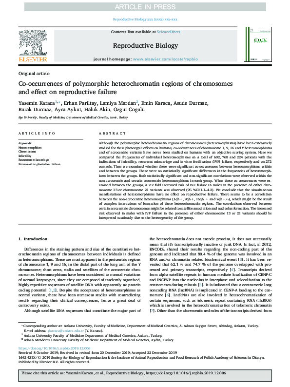 (PDF) Co-occurrences of polymorphic heterochromatin regions of ...