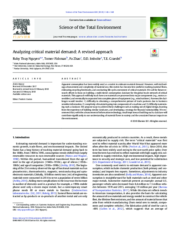 (PDF) Analyzing critical material demand: A revised approach