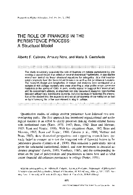 (PDF) The role of finances in the persistence process: A structural model
