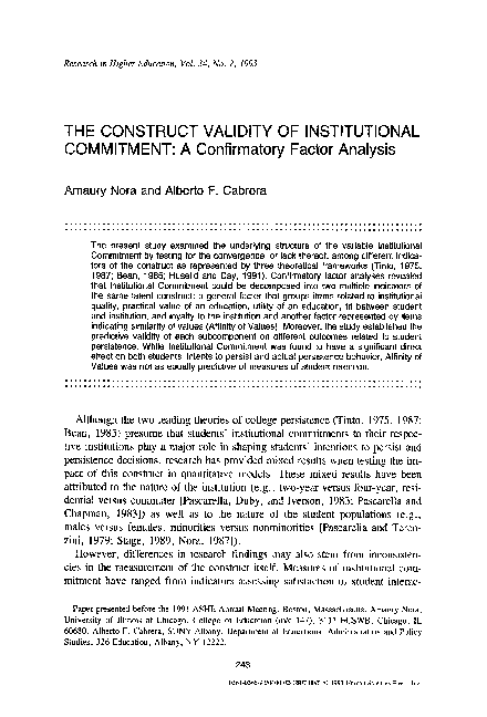 (PDF) The construct validity of Institutional Commitment: A confirmatory factor analysis