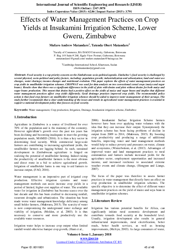 (PDF) Effects of Water Management Practices on Crop Yields at ...