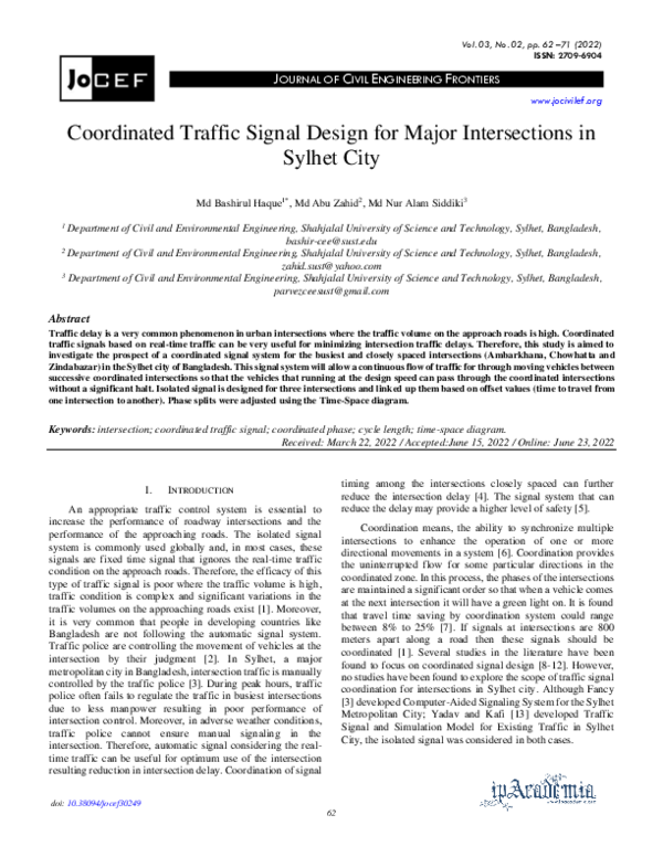 (PDF) Coordinated Traffic Signal Design for Major Intersections in Sylhet City