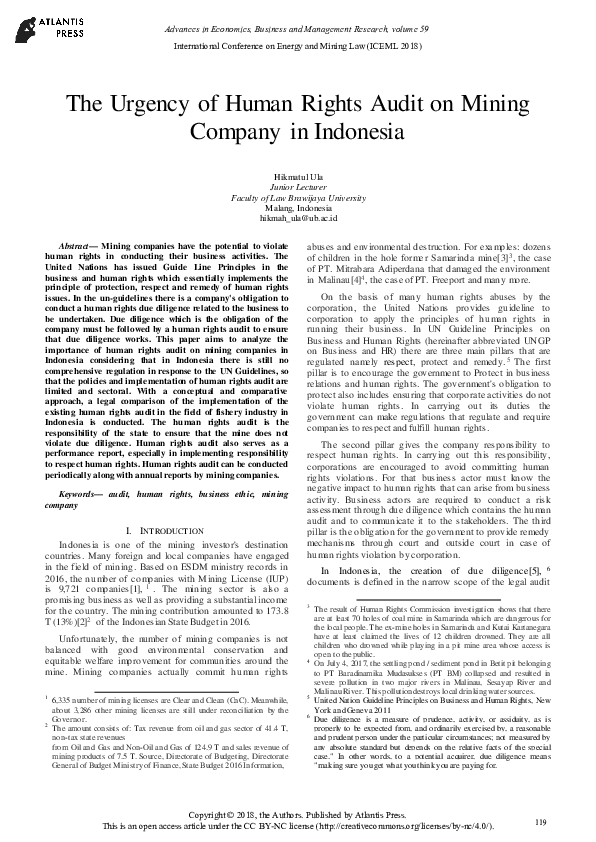 The Urgency of Human Rights Audit on Mining Company in Indonesia