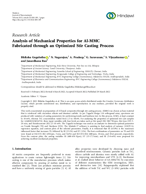 (PDF) Analysis of Mechanical Properties for Al-MMC Fabricated through ...