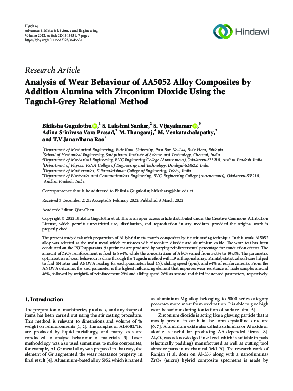 (PDF) Analysis of Wear Behaviour of AA5052 Alloy Composites by Addition ...