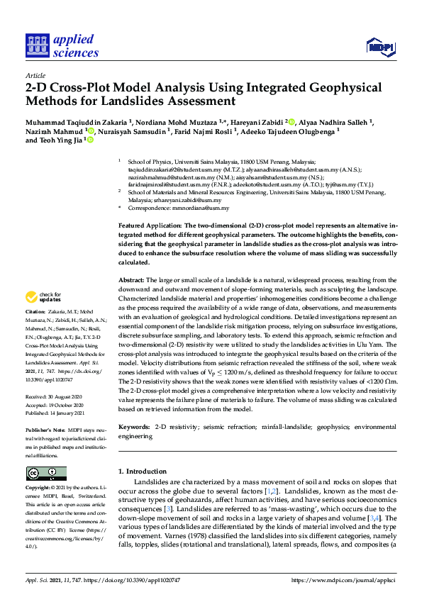 (PDF) Integrated Geophysical Methods for Landslide Assessment
