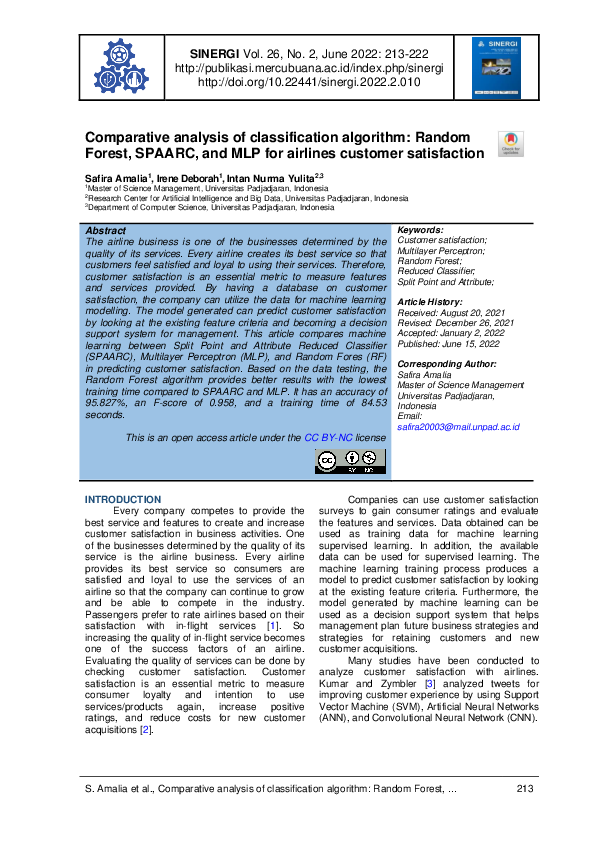 Pdf Comparative Analysis Of Classification Algorithm Random Forest Spaarc And Mlp For