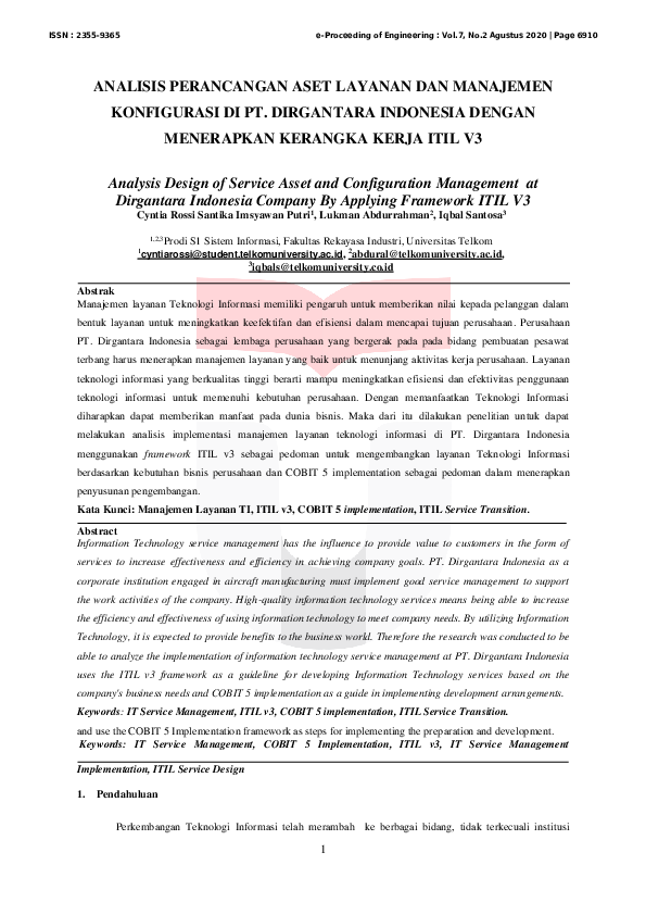 (PDF) Analisis Perancangan Aset Layanan Dan Manajemen Konfigurasidi Pt ... (PDF) Analisis Perancangan Aset Layanan Dan Manajemen Konfigurasidi Pt ...