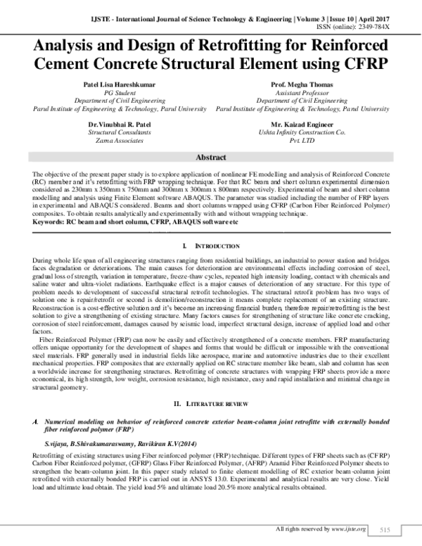 (PDF) Analysis and Design of Retrofitting for Reinforced Cement Concrete Structural Element ...