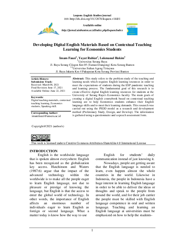 (PDF) Developing Digital English Materials Based on Contextual Teaching ...