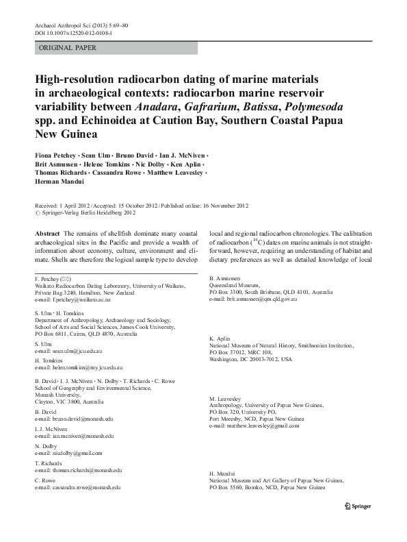 (PDF) High-resolution radiocarbon dating of marine materials in ...