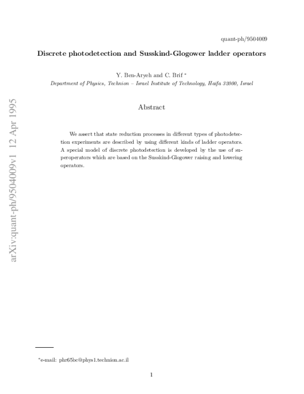 (PDF) Discrete photodetection and Susskind-Glogower ladder operators