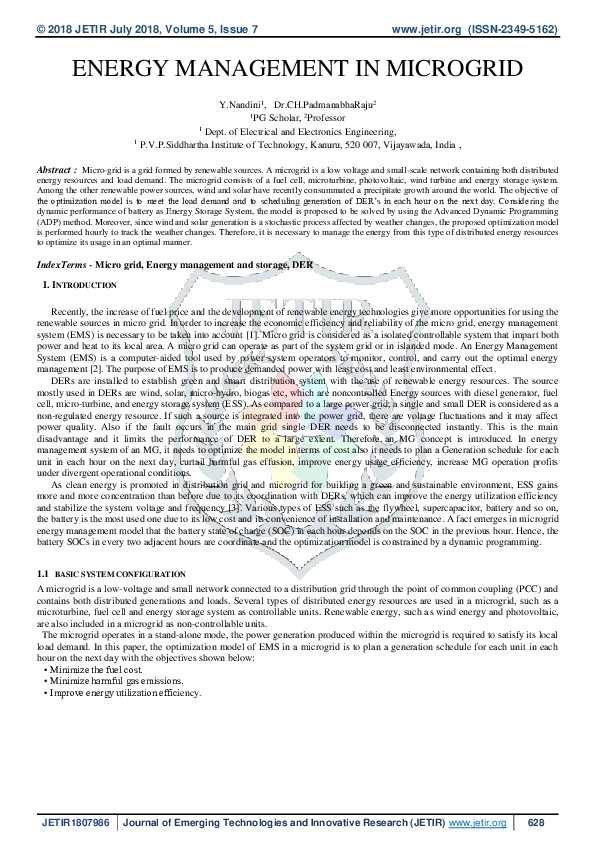 (PDF) Energy management in microgrid