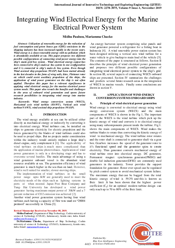 (PDF) Integrating Wind Electrical Energy for the Marine Electrical ...