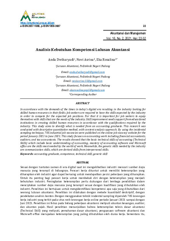 (PDF) Analisis Kebutuhan Kompetensi Lulusan Akuntansi