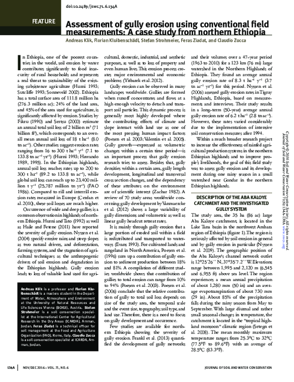(PDF) Assessment of gully erosion using conventional field measurements ...
