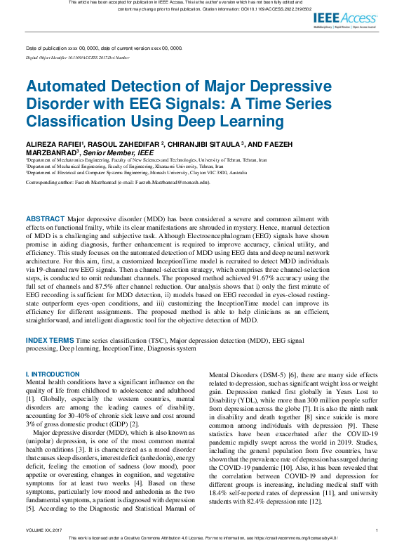 (PDF) Automated Detection of Major Depressive Disorder with EEG Signals ...