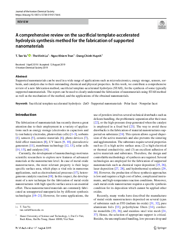 (PDF) A comprehensive review on the sacrificial template-accelerated ...