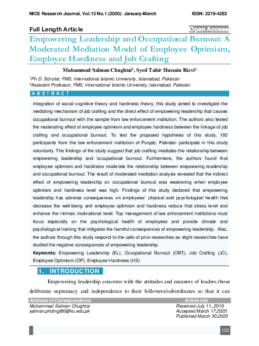 (PDF) Empowering Leadership and Occupational Burnout: A Moderated ...