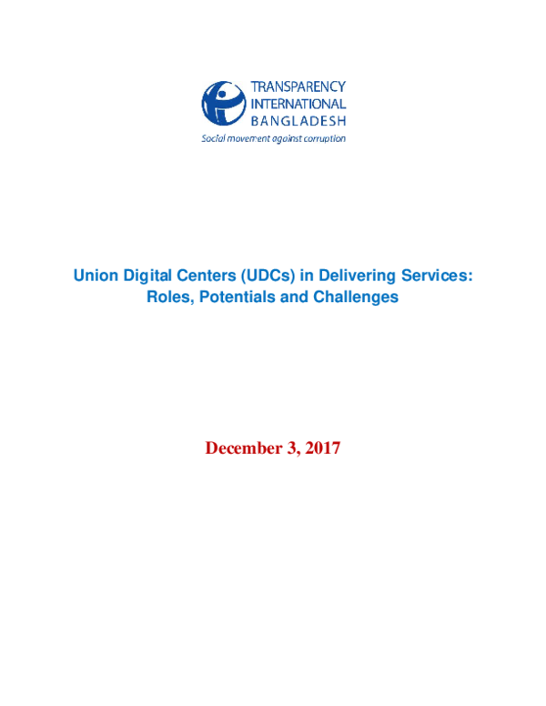 (PDF) Union Digital Centers (UDCs) in Delivering Services: Roles, Potentials and Challenges