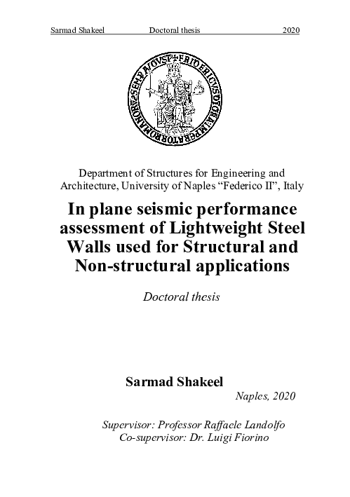 (PDF) In plane seismic performance assessment of Lightweight Steel ...