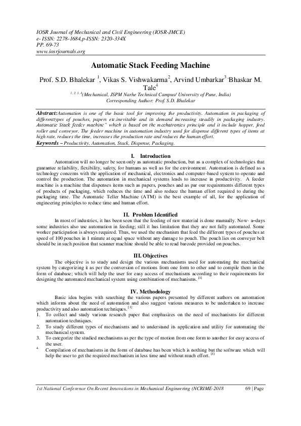 (PDF) Automatic Stack Feeding Machine