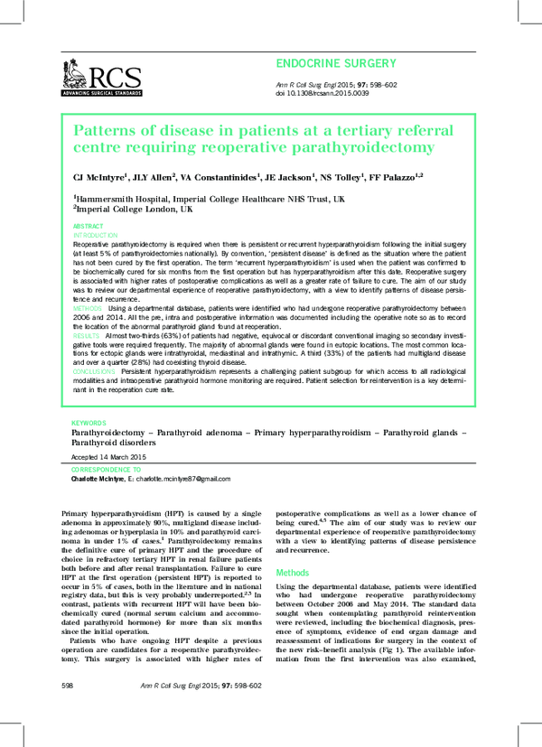 (PDF) Patterns of disease in patients at a tertiary referral centre ...