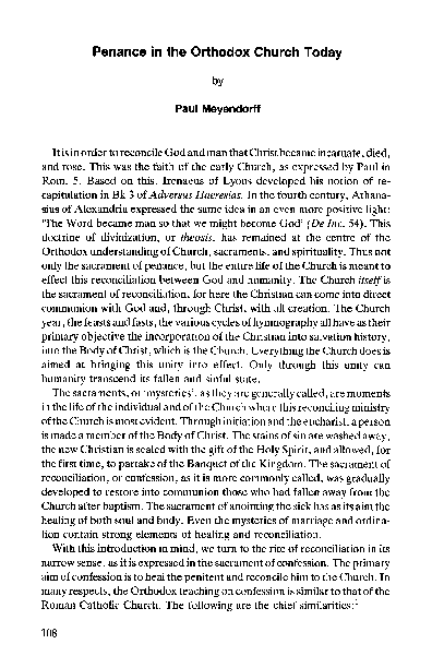 (PDF) Penance in the Orthodox Church Today