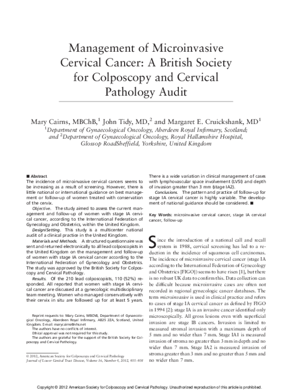 (PDF) Management of Microinvasive Cervical Cancer