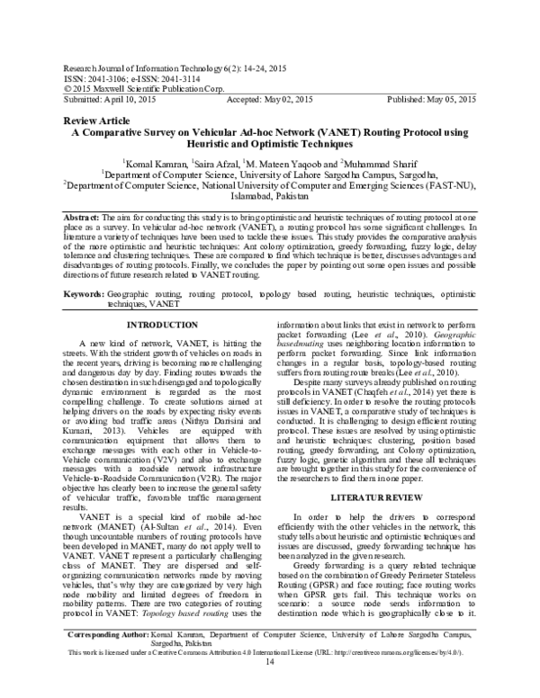 Pdf A Comparative Survey On Vehicular Ad Hoc Network Vanet Routing