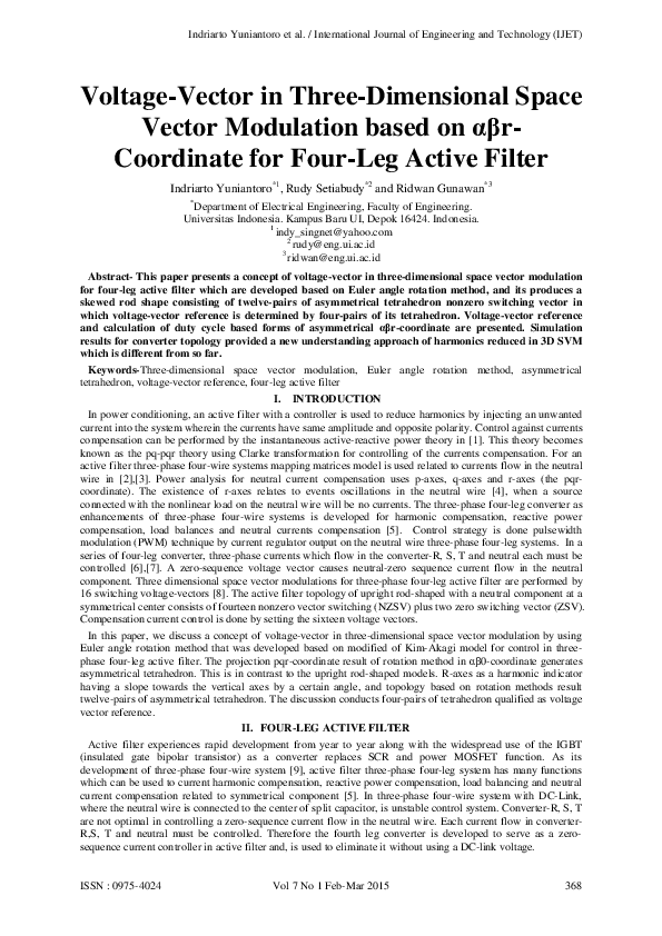 (PDF) Voltage-vector in three-dimensional space vector modulation based on αβr- Coordinate for ...