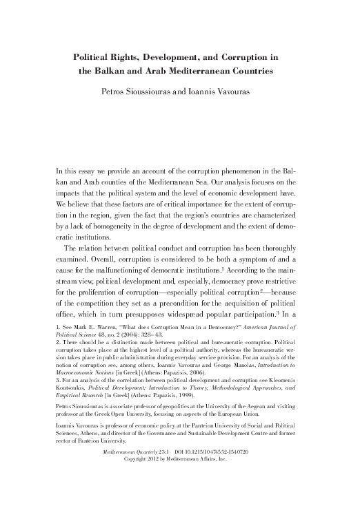 (PDF) Political Rights, Development, and Corruption in the Balkan and ...