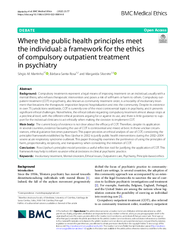 (PDF) Where the public health principles meet the individual: a ...