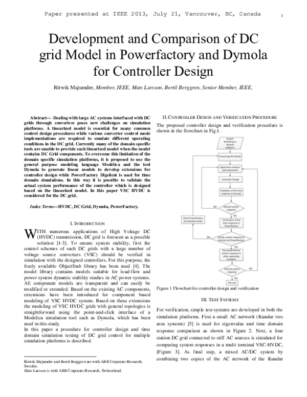(PDF) Development and comparison of DC grid model in powerfactory and ...