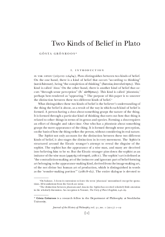 (PDF) Two Kinds of Belief in Plato