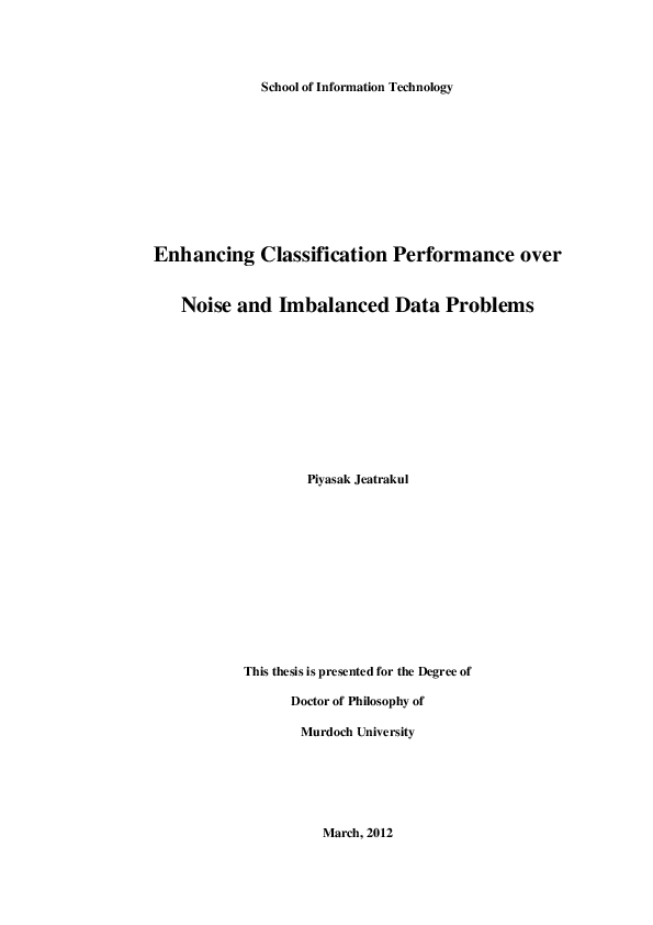 (PDF) Enhancing classification performance over noise and imbalanced data problems | Piyasak ...
