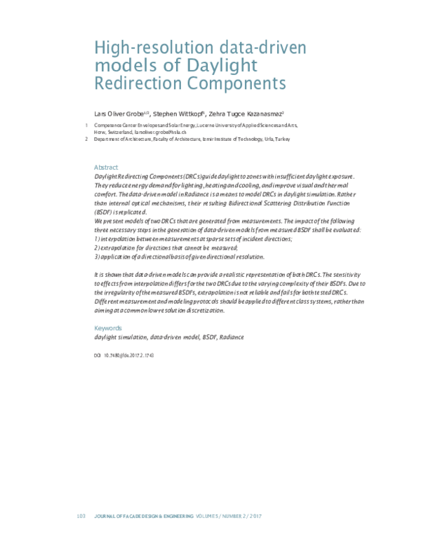 (PDF) High-resolution data-driven models of Daylight Redirection Components