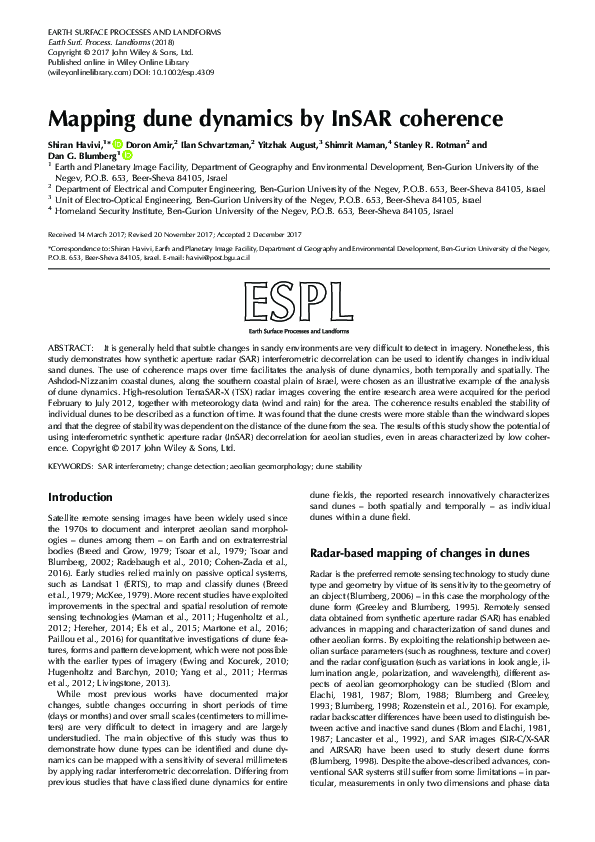 (PDF) Mapping dune dynamics by InSAR coherence